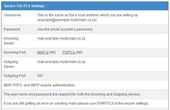 POP and IMAP Settings - Knowledgebase - SA Domain Internet Services